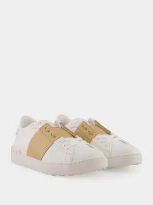 Valentino Garavani Open Leather Sneakers - Beige