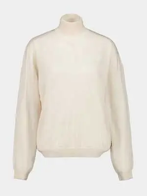 COURREGES Merino Wool Mockneck Sweater - Beige
