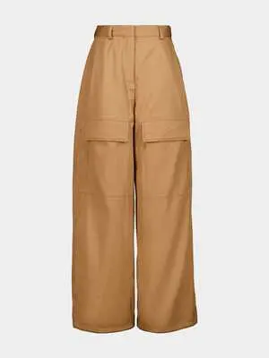 Stella McCartney Organic Cotton Wide-leg Cargo Trousers - Beige