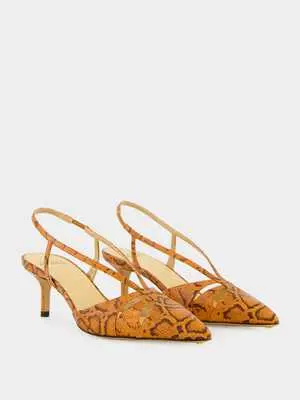 FRANCESCO RUSSO Mou Cut-out Watersnake Kitten Heels - Animal Print