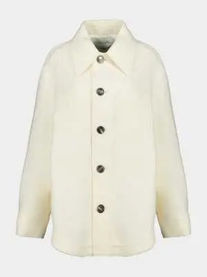 AMI Paris Boiled Wool Buttoned Jacket - Cream