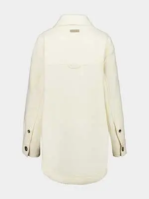 AMI Paris Boiled Wool Buttoned Jacket - Cream