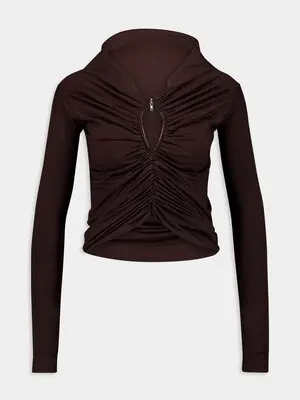 Dolce & Gabbana Ruched Zip Top - Brown