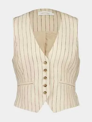 Zimmermann Pinstripe Linen Vest - Cream