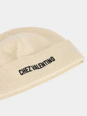 Valentino Garavani Embroidered Wool Beanie - Cream