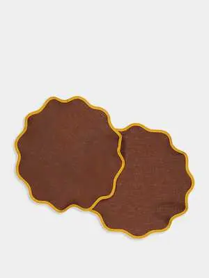 La DoubleJ Set Of 2 Cloud Linen Placemats - Brown