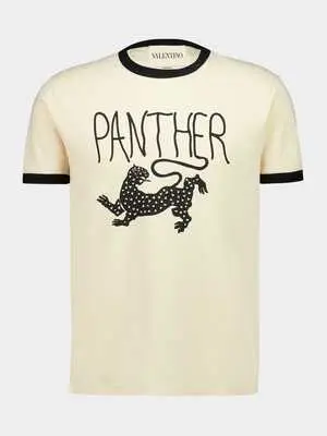 Valentino Garavani And Black Panther T-shirt - Cream