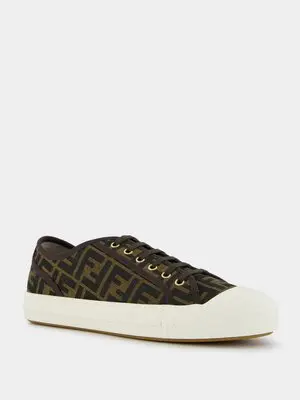 Fendi Domino Ff Jacquard Sneakers - Brown