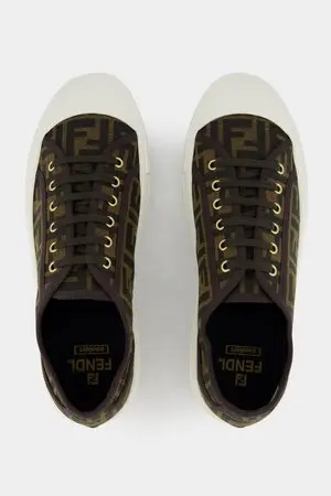 Fendi Domino Ff Jacquard Sneakers - Brown
