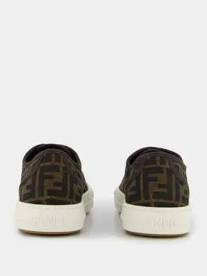 Fendi Domino Ff Jacquard Sneakers - Brown