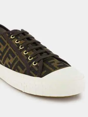 Fendi Domino Ff Jacquard Sneakers - Brown