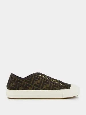 Fendi Domino Ff Jacquard Sneakers - Brown