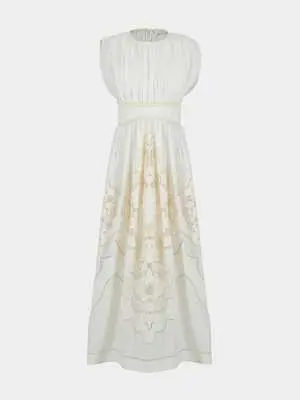 Zimmermann Daylight Waisted Linen Maxi Dress - Cream