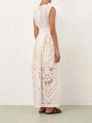 Zimmermann Daylight Waisted Linen Maxi Dress - Cream