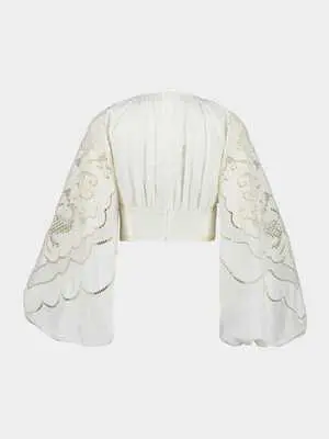 Zimmermann Daylight Embroidered Linen Bodice - Cream