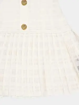 Balmain Sleeveless Tartan Knit Mini Dress - Cream
