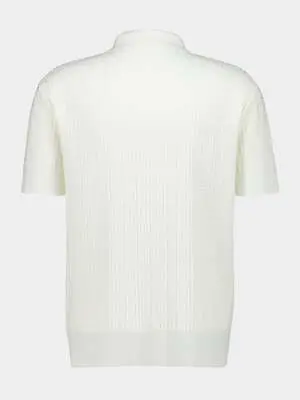 Balmain Natural Monogram Knit Wool Polo Shirt - Cream