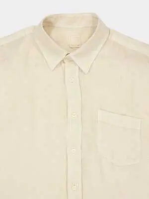 120% Lino Safari Soft Linen Regular-fit Shirt - Cream