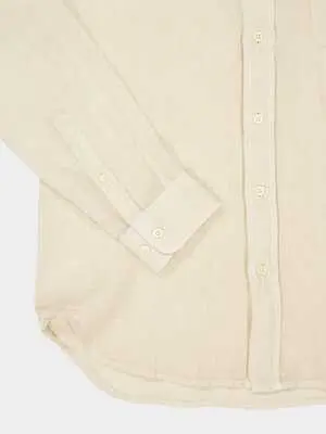 120% Lino Safari Soft Linen Regular-fit Shirt - Cream