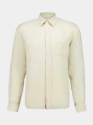 120% Lino Safari Soft Linen Regular-fit Shirt - Cream