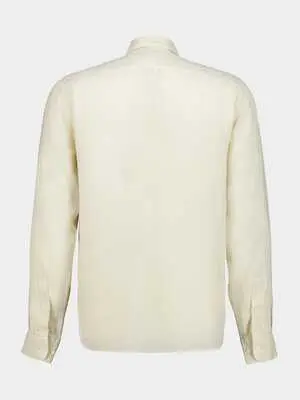 120% Lino Safari Soft Linen Regular-fit Shirt - Cream