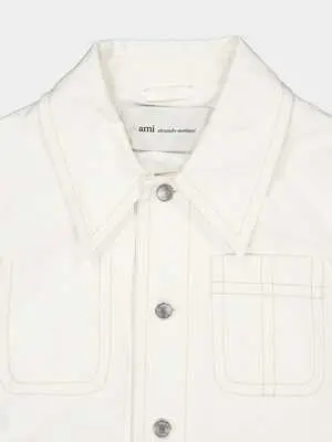 AMI Paris Cotton Worker Buttoned Jacket - Cream