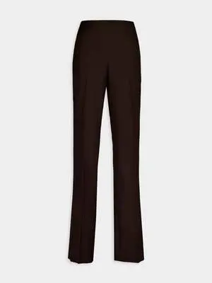 FERRAGAMO Wool Pleated Trousers - Brown
