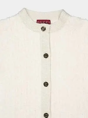 Gucci Bouclé Cardigan With Gg Buttons - Cream