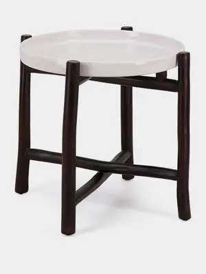 TINJA Dark Wood Side Table - Brown
