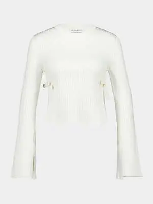 Nina Ricci Flared-sleeve Knit Top With Bows - Cream
