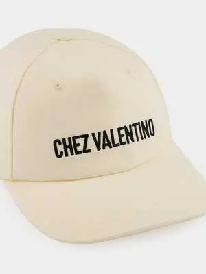 Valentino Garavani Cotton Chez Baseball Cap - Cream