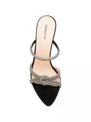 Lola Cruz Embellished Knotted Sandals - Black