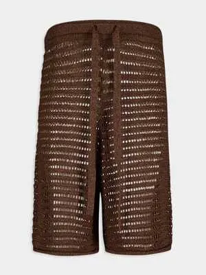 Commas Open-knit Shorts - Brown