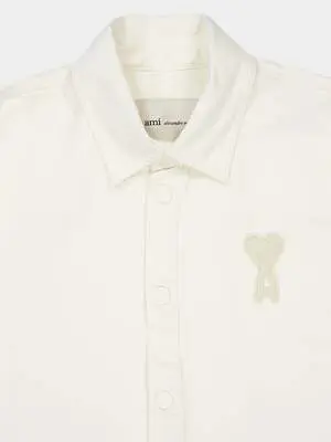 AMI Paris Cotton Knitted De Coeur Overshirt - White