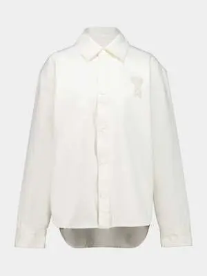 AMI Paris Cotton Knitted De Coeur Overshirt - White