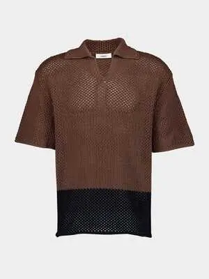 Commas Two-tone Crochet Polo Shirt