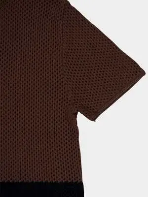 Commas Two-tone Crochet Polo Shirt