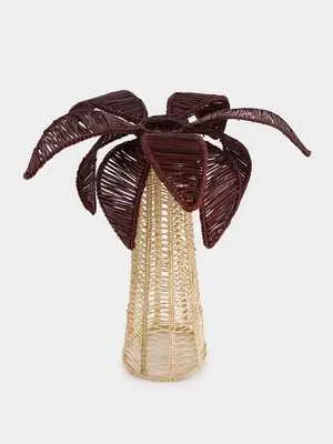 Coro Cora Burgundy Palm Tree Iraca Large Candle Holder - Brown