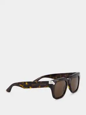 Alexander McQueen Havana Punk Rivet Square Sunglasses - Brown