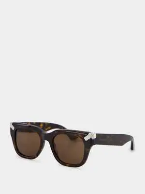 Alexander McQueen Havana Punk Rivet Square Sunglasses - Brown