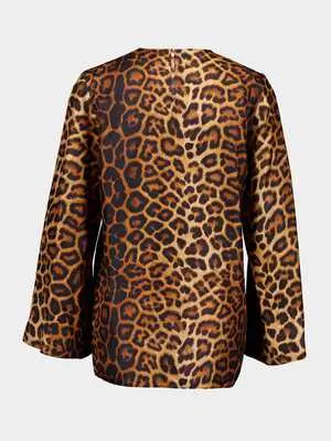 PAULA Acorus Junglito Print Silk Blouse
