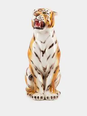 LES-OTTOMANS Handpainted Tiger Sculpture - Brown