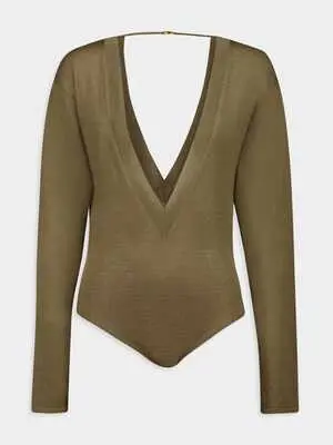 Saint Laurent V-neck Bodysuit - Brown