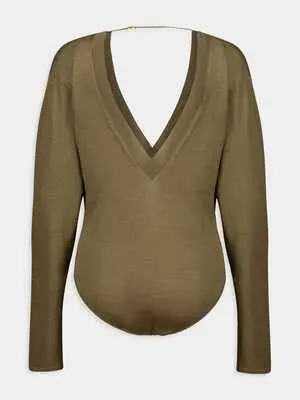 Saint Laurent V-neck Bodysuit - Brown