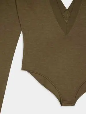 Saint Laurent V-neck Bodysuit - Brown
