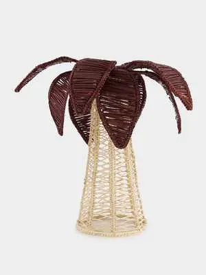 Coro Cora Burgundy Palm Tree Iraca Medium Candle Holder Brown