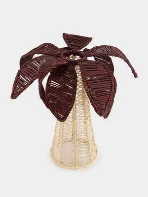 Coro Cora Burgundy Palm Tree Iraca Medium Candle Holder - Brown