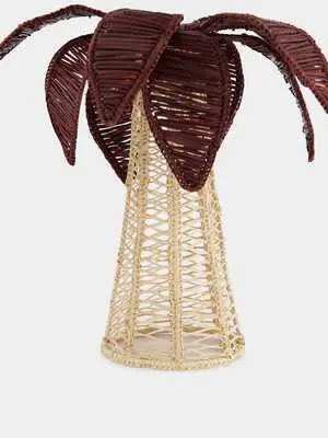 Coro Cora Burgundy Palm Tree Iraca Medium Candle Holder - Brown