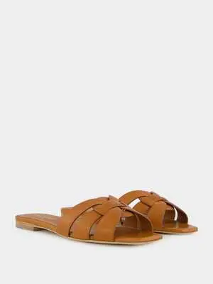 Saint Laurent Tribute Flat Sandals - Brown
