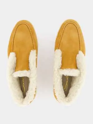 Santoni Shearling-lined Suede Boots
